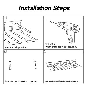 Aceart Power Tool Organizer with 4 Hook Heavy Duty, Separate Electric Drill Storage Rack Heavy Duty Metal Hardware Tool Shelf for Garage Wall, Handheld Tools