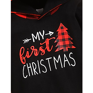 bilison My 72st Christmas Infant Baby Boy Outfits Set Newborn Boy Hoodies Sweatshirt Red Plaid Romper+Pant clothing Set