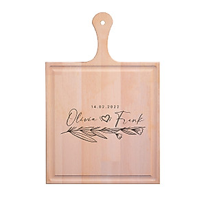 Custom Cutting Board | Personalized Cutting Board | Wedding Gifts | Custom Cutting Boards Wood Engraved | Engraved Cutting Board Personalized | Engagement Gift For Couple (With Handle)