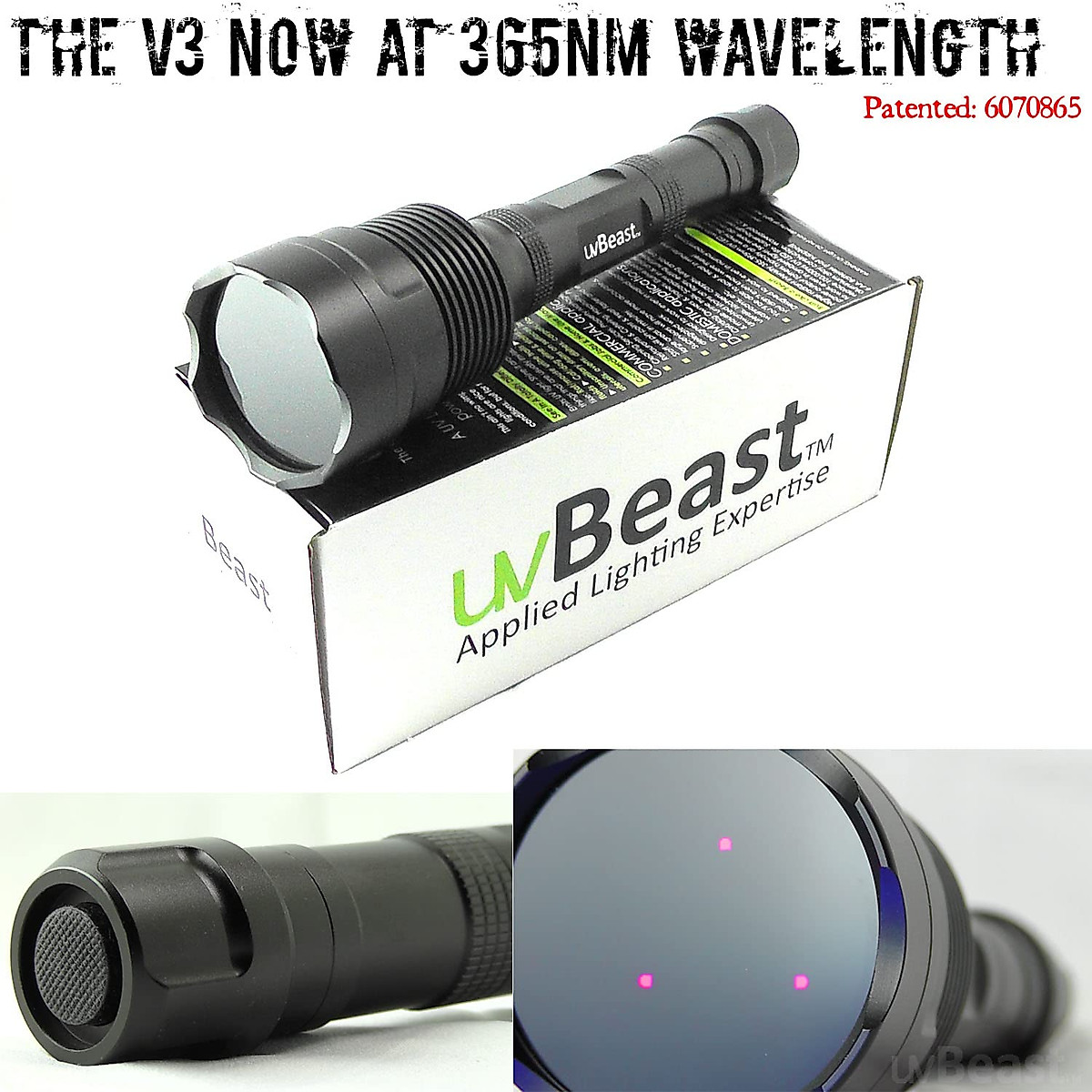 uvBeast New V3 365nm Black Light UV Flashlight – HIGH Definition Ultraviolet - HIGH Power and Long Range Professional Grade Beam Best for Professional/Commercial Use – USA Stock