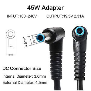 19.5V 2.31A 45W AC Adapter Power Charger fit HP Stream 11 13 14 Pavilion x360 15-f272wm 15-f387wm 15-f233wm 15-f222wm 15-f211wm 15-f337wm Power Supply 741727-001 740015-002