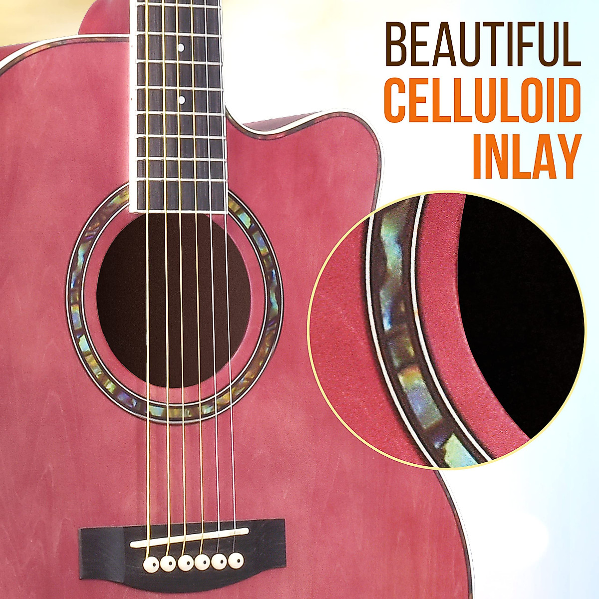 PyleUsa Beginners 6-String Acoustic Guitar-36 Cutaway Body with Accessory Kit (Purple), Left, (PGA550CAPU.5)