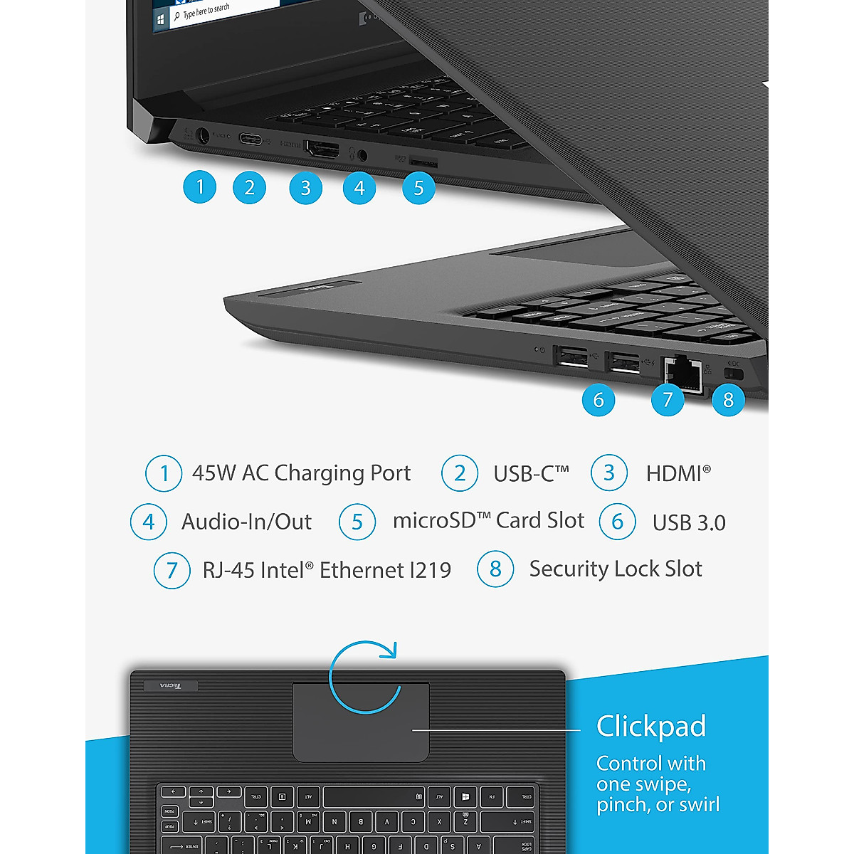 DYNABOOK Tecra Laptop, Intel Celeron 5205U, 4 GB RAM, 128 GB SSD, 13.3 Full HD Display, Windows 10 Pro Education, Tested Durability, Thin & Lightweight, Spill-Resistant Keyboard (A30-G, 2019)