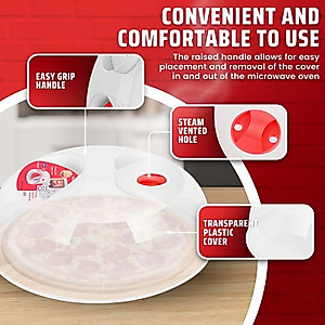 Flexzion Microwave Cover for Food, 11.5 inch Plate Cover, BPA Free Plastic Food Cover, Transparent Anti-Splatter Cover Guard, with Adjustable Steam Vent Hole, Dishwasher Safe, Easy Grip Handle