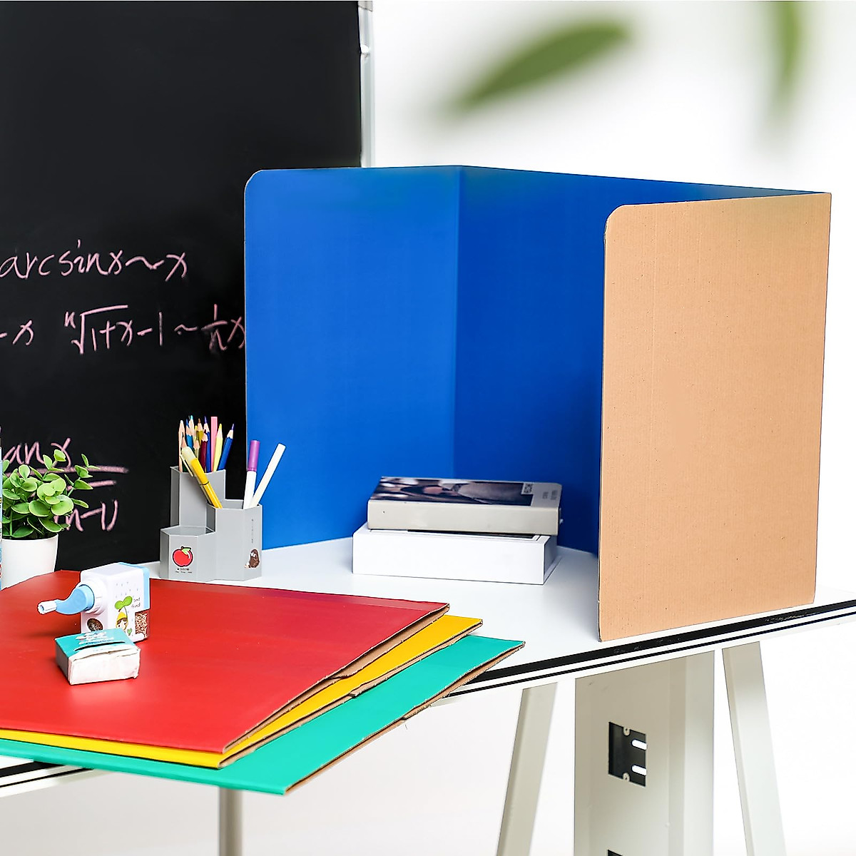 Desk Dividers for Students Privacy Boards Classroom Privacy Folders for Student Desks Testing Privacy Panel Partitions Study Carrel Desk Trifold Privacy Panel for Student, 4 Colors (32 Pieces)