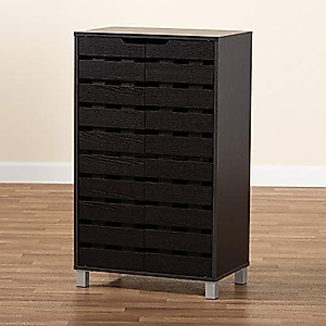 Baxton Studio Ernest Shoe Cabinets, Dark Brown/Grey