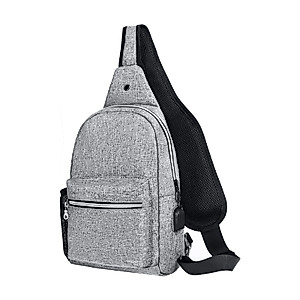 MOSISO Sling Backpack Hiking Daypack with USB Charging Port Outdoor Shoulder Bag, Gray