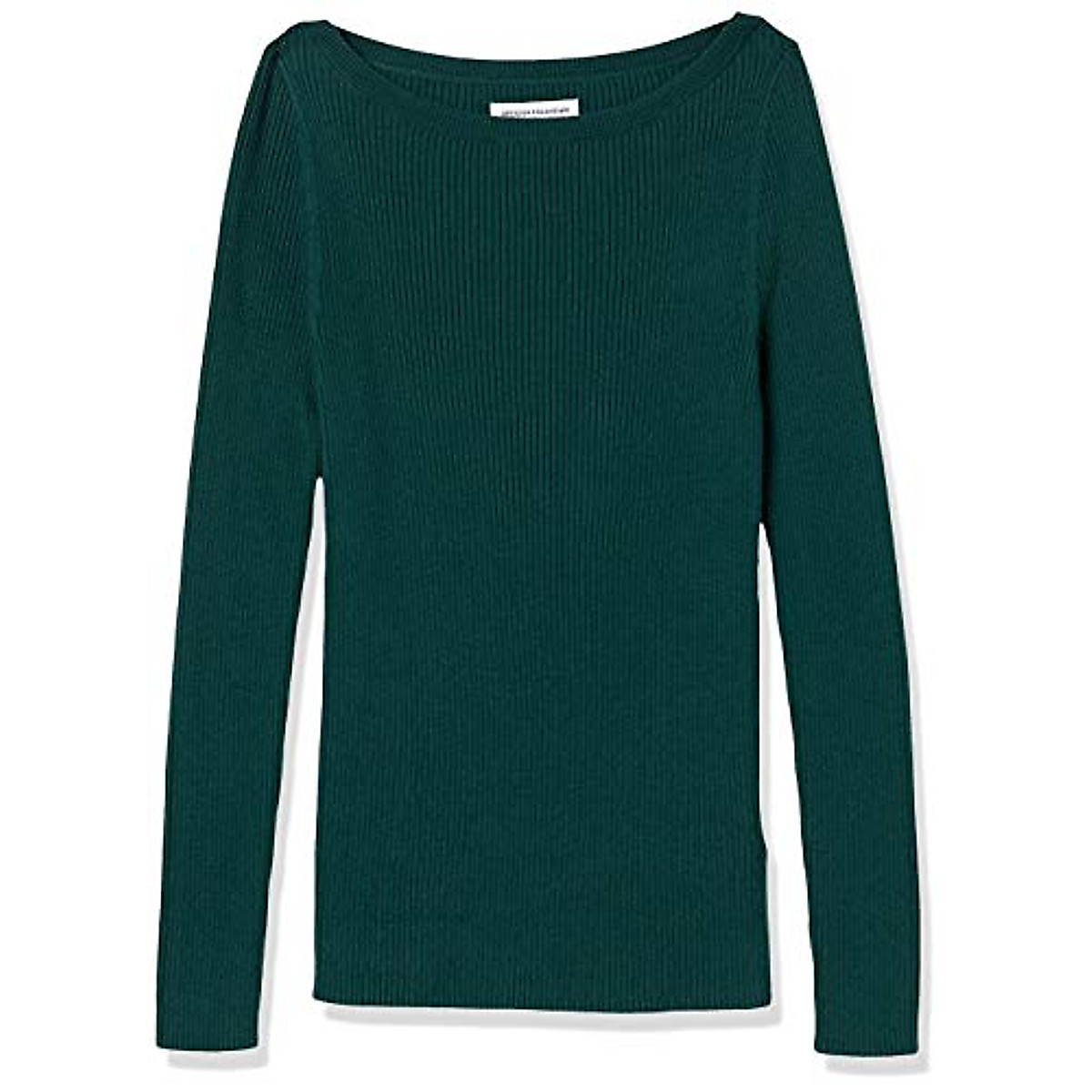 Amazon Essentials Women's Lightweight Ribbed Long-Sleeve Boat Neck Slim-Fit Sweater, Forest Green, Large