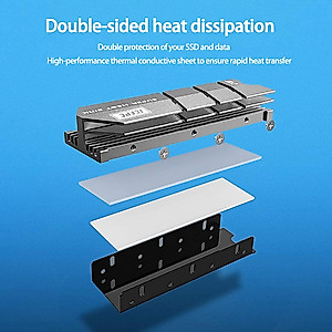 icepc M.2 2280 SSD NVMe NGFF Heatsink, Aluminum High Performance Double-Sided Radiator with Thermal Conductivity Pad for PCIE NVME M.2 SSD or SATA M.2 SSD PC Cooler
