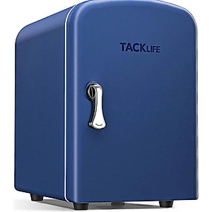 Mini Fridge 4 Liter AC/DC Portable Personal Fridge, Energy Saving Cooler and Warmer Refrigerator for Office, Car, Bedroom, 100% Freon-Free Great for Skincare, Fruit, Food Blue (Blue)