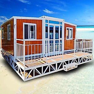 Movable 20ft 40ft Hurricane Proof Villa with 2 Bedroom Bathroom Flat Pack Foldable Expandable Modern Container Prefab House