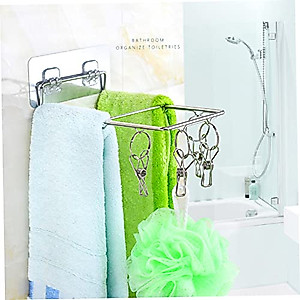 4 pcs Multi Purpose Hanger Wall Mount Clothing Rack Wall Mounted Drying Rack Wind- Proof Hook Clothes Laundry Hanger Drying Rack Stainless Steel Sock Rack Sock Drying Rack Clip