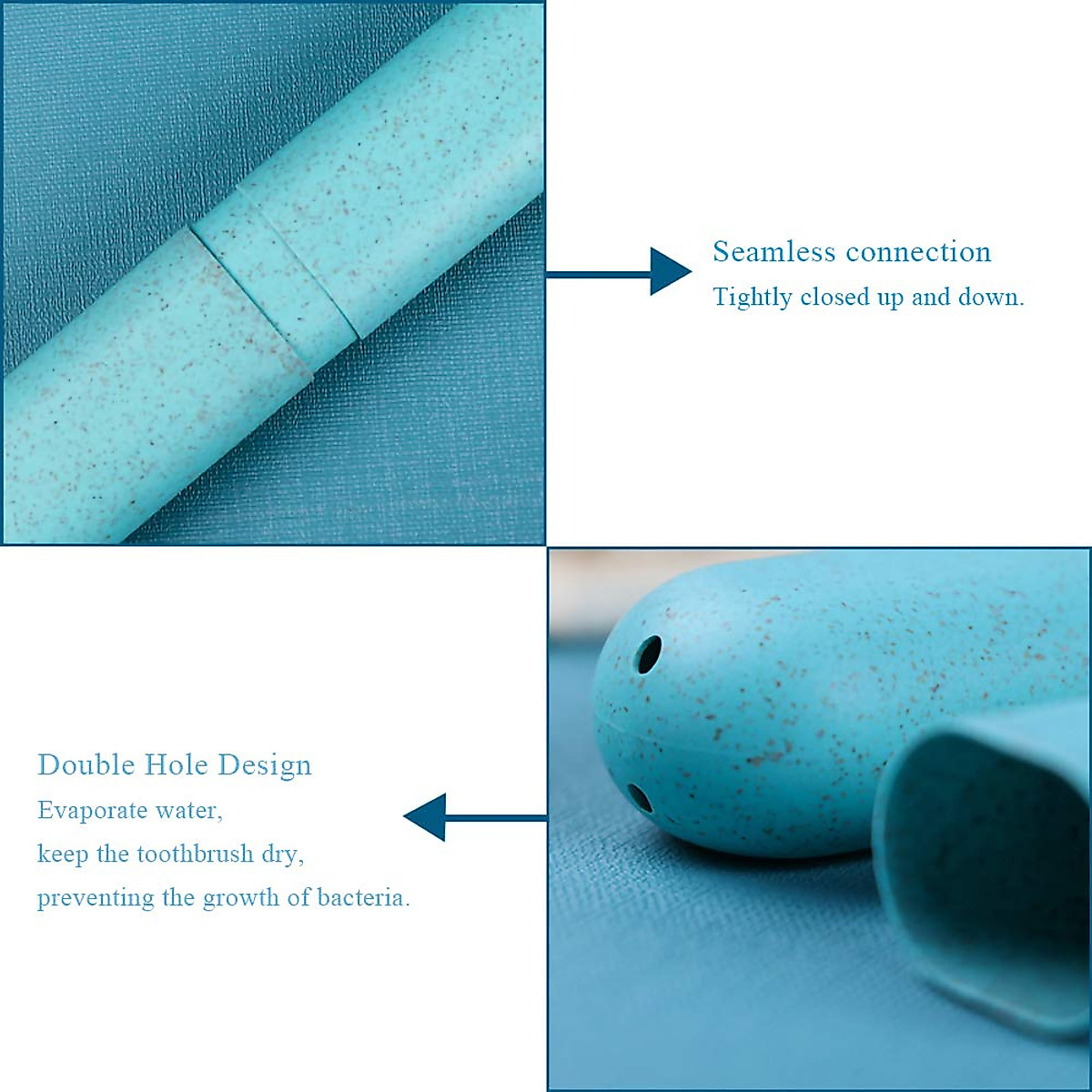 Travel Toothbrush Case Plastic Portable Toothbrush Holder for Travel, Business, Home, Camping, School(2 Pcs, Blue)