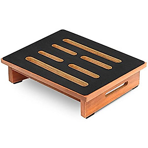 One Step Stool for Adults Seniors With Non-Slip Rubber Stepping Surface, Indoor Outdoor Platform Step Stools, 450 Ib Portable Single Wooden Riser for Bathroom,Kitchen,Bedside,and Kids Support(Natural)