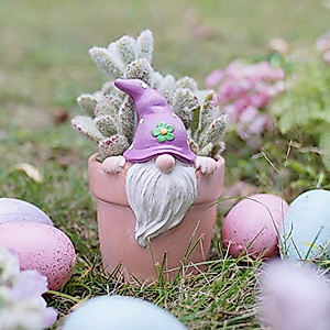 Newman House Studio Spring-Gnomes Flower-Pots Easter Decorations Cactus-Succulents - Easter Decorative Purple Planter Pots Unique Garden Pots with Drainage Hole for Indoor Outdoor 3 x 3.5 x 5 inch