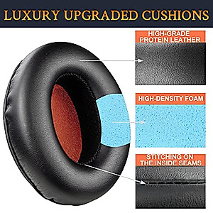 SOULWIT Protein Leather Earpads Replacement for Sennheiser Momentum 1.0 Over/Around Ear Headphones, Ear Pads Cushions with High-Density Noise Isolation Foam