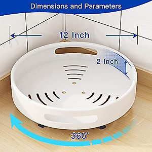 DIHUMK Lazy Susan Organizer Turntable for Kitchen Cabinet Pantry Bathroom or Countertop with Large Spice Rack Steel (12 Inch, White)