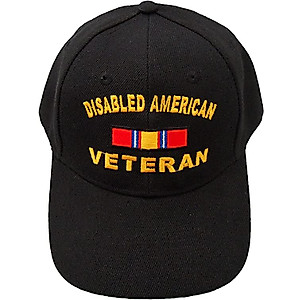 DAV Cap Disabled American Veteran Baseball Cap Black Hat Army Navy Marine Air Force Man or Woman Vet