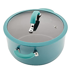 Rachael Ray Cook + Create Nonstick Cookware/Pots and Pan Set, 10 Piece, Agave Blue