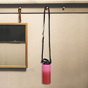 iLVANYA Paracord Handle with Adjustable Shoulder Strap -Compatible with Hydro Flask Wide Mouth Water Bottles -Sports Water Bottle Accessories for Men Women Hiking Travelling Camping (Black)