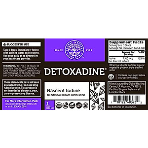 Global Healing Center Detoxadine and Selenium Kit-Organic Nascent Liquid Iodine Supplement Drops & Vegan Antioxidant for Thyroid Support & Normal Immune System Health-Women & Men-1 Fl Oz & 60 Capsules