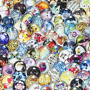 Soleebee BL005 100 pcs Mixed Random Aluminum Glass 18mm Snap Buttons Jewelry Charms (Multi-Style)