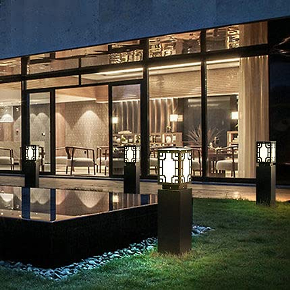 Enlylyog Chinese Style Solar Lawn Lamp Home Yard Hotel Garden Villa Landscape Courtyard Outdoor Waterproof Plug-in Lamp