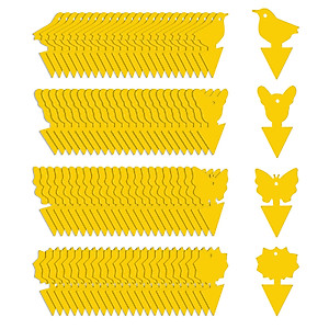 XNFUD Yellow Sticky Traps Gnat Traps-48 Pcs Insect Killer for Fruit Fly,Gnat,Mosquito and Bugs, Indoor or Outdoor Use,Insert or Hang,Extremely Sticky Fly Trap, Non-Toxic,Odorless,4 Shapes
