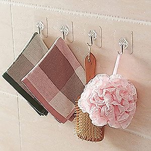 Shuangqi Wall Hook Clear Plastic Adhesive Stick 2.36inch Small Square Waterproof Hook for Shower Bathroom Kitchen Heavy Hanging 12pcs
