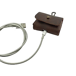 Hide & Drink, Airpods Pro Case Keychain Handmade from Full Grain Leather - Stylish, Cute, Protective, Convenient, Compact Carrier with Snap Hook - Perfect for Everyday Use or Travel - Bourbon Brown