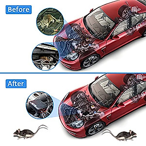MAGIC CAT Under Hood Animal Repeller, Ultrasonic Waterproof Rodent Repellent for Car Engines, Battery Operated Rat Deterrent Rodent Defense Vehicle with LED Strobe Lights to Scare Mice Away (2 Pack)