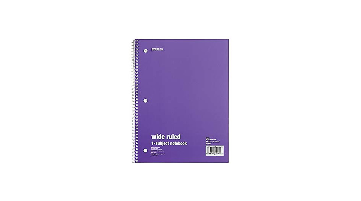 Staples 6-Pack Spiral Notebooks - Wide Ruled, Assorted Colors for All Uses
