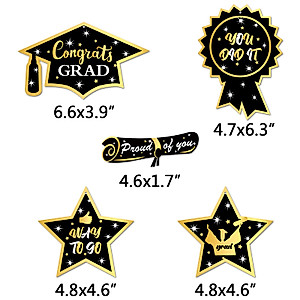 Graduation Hanging Swirl Banner Decorations Black Gold Star Banner Garland Party Supplies