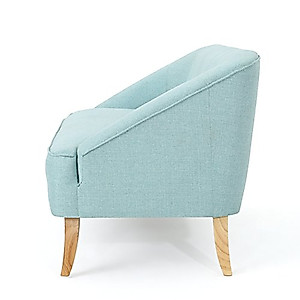 Christopher Knight Home Justus Mid-Century Modern Fabric Loveseat, Light Blue / Natural