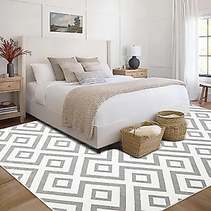 Zacoo 5x7 Rug for Bedroom Machine Washable Rugs Throw Rugs Non Slip Rugs for Living Room Fluffy Rug with Rubber Backing Stain Resistant Carpet 5'x7' Grey