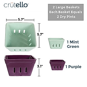 Crutello Ceramic Fruit Basket, 2 XLarge and 2 Standard Square Bowls for Fruit and Veggies, Strawberry Basket, Ceramic Collander