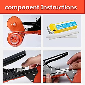 SUCA Plant Vine Tying Machine, Plant Tape Cattle Panels for Garden Trellis,Plant Tying toolwith 10000pcs Staples 24 Rolls Tape Plant Tape Gun for Grapes,tapener (tapetool set1pcs)