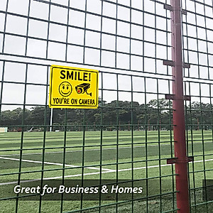 Sheenwang 2-Pack Smile You’re on Camera Sign, Video Surveillance Signs Outdoor, UV Printed .040 Mil Rust Free Aluminum 10 x 7 in, Security Camera Sign for Home, Business, Driveway Alert, CCTV
