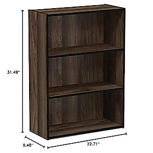 Furinno Pasir 3-Tier Open Shelf Bookcase, Columbia Walnut