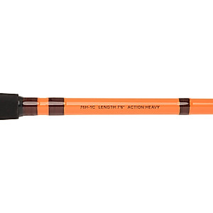 Catfish Pro Tournament Series Casting Rod - 7'6" One-Piece Rod with S-Glass, E-Glass & Carbon Graphite Construction, Super Grip, Glow Tip, Heavy-Duty Stainless-Steel Guides - Ideal for Big Catfishing!