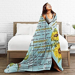 Lokapala Multi-Styles to My Daughter Love Mom Flannel Soft Blanket Bed Throw Fit Bed,Sofa, Lap - Warm Cozy Quilt All Season(L 80X60 Inch for Adult)