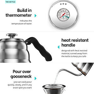 MITBAK Pour Over Coffee Maker Set | Kit Includes 40 OZ Gooseneck Kettle with Thermometer, Coffee Mill Grinder & 20 OZ Coffee Dripper Brewer | Great Replacement for Coffee Machines