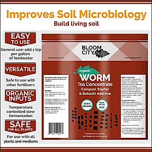 Organic Earthworm Tea Concentrate and Compost and Bokashi Booster by Bloom City, Quart (32 oz)