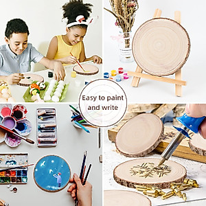 Maputune 8 Pcs 7-8 inches Large Unfinished Wood Slices for Centerpieces, Natural Rustic Wooden Plate for DIY Craft, Round Wood Chips for Table Signage Painting Wedding Party Christmas Decor