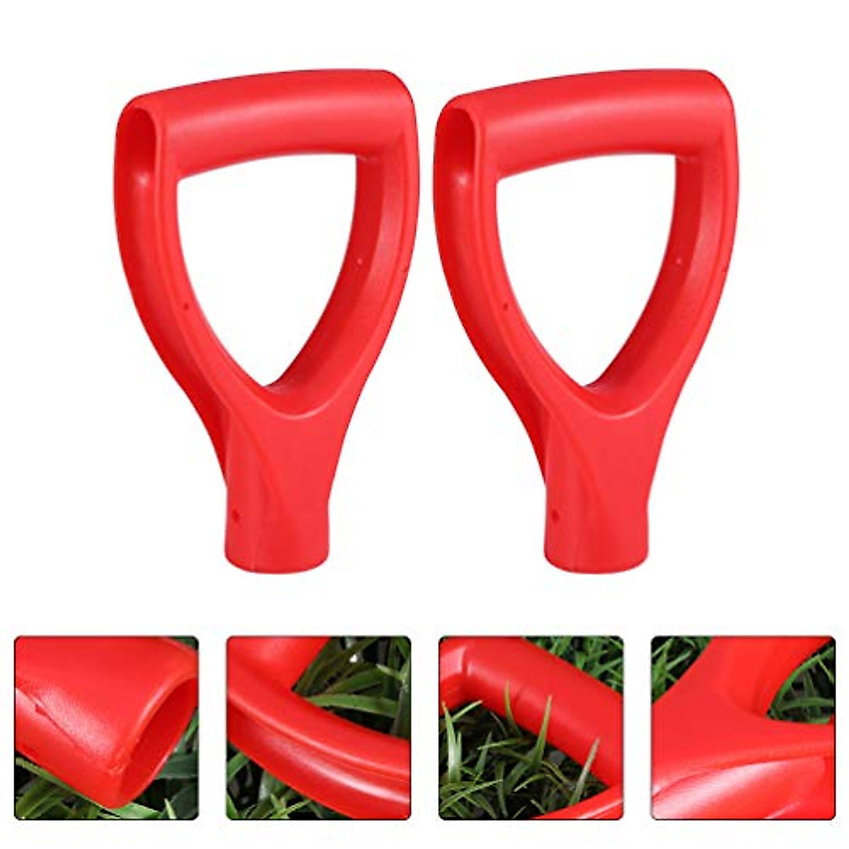 Cabilock 2pcs Shovel D Grip Replacement Handle Plastic 3. 2cm for Garden Spade Rake Snow Shovel Digging Raking Tools Red