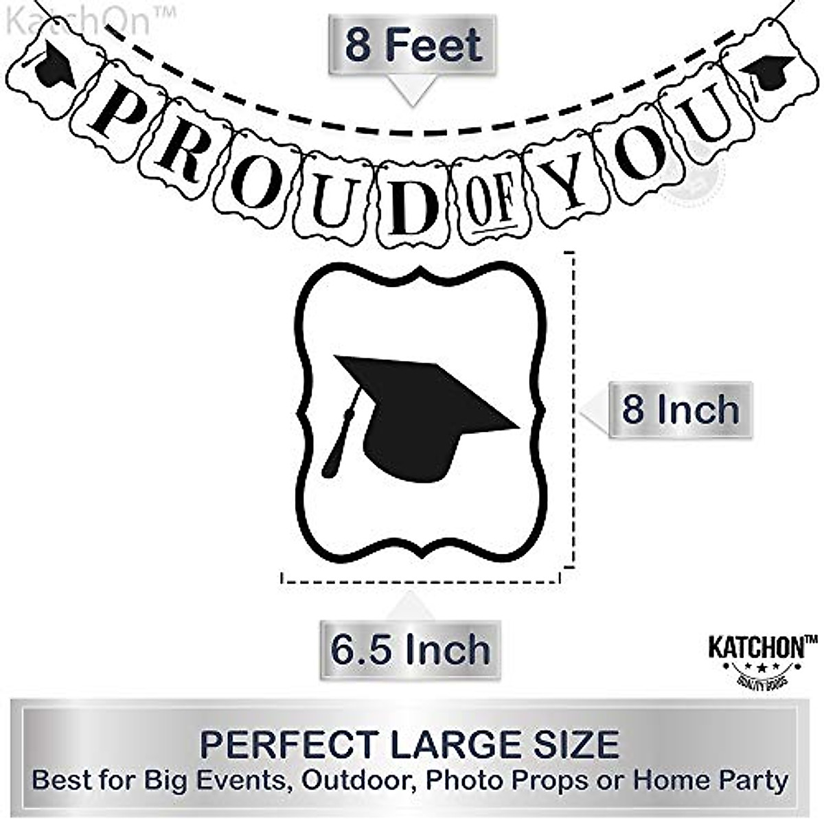 We Are So Proud Of You Banner - No DIY, Black and White Graduation Decorations 2023 | Graduation Banner for Class of 2023 Decorations | Congratulations Decorations | Graduation Party Decorations 2023