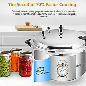 Fulgutonit 16 Quart Pressure Cooker, 10 Psi Induction Compatible Pressure Canner w/Stainless Steel Honeycomb Base, Heavy Gauge Aluminum, Quality Steamer Rack Included