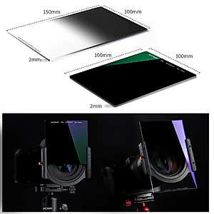 K&F Concept 100mm Square ND1000 (10 Stop) Filter +150mm Soft GND8 Filter (3 stops) + Metal Filter Holder + 8 x Filter Adapter Rings Square ND Filter Kit for Camera Lens
