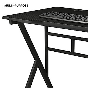 MoNiBloom Computer Desk Modern Design Home Office Gaming X-Shape Black Tabletop Simple Game Table Workstation for Corner Living Room Bedroom