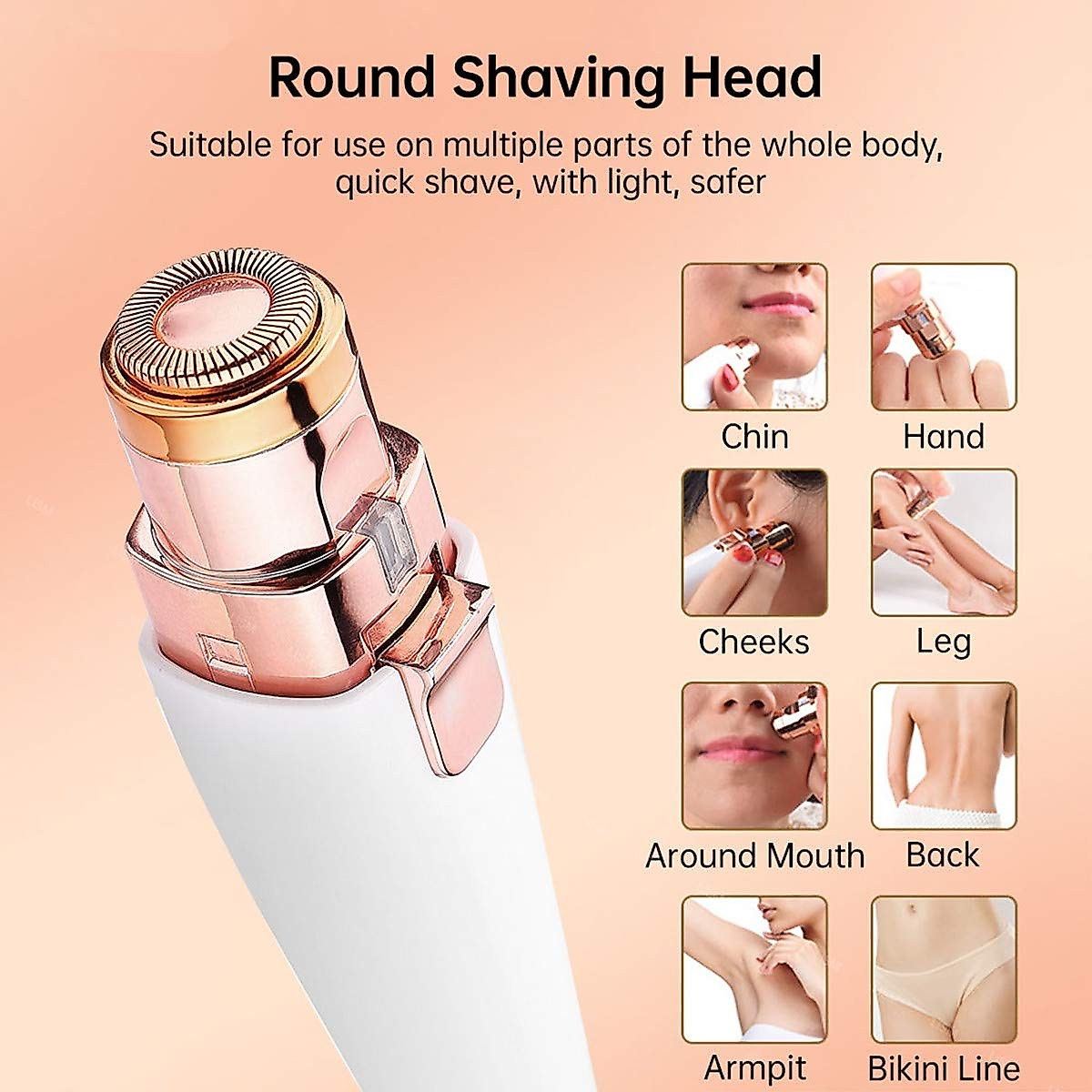 Juszczak Women's Rechargeable Eyebrow Trimmer, 2-in-1 Painless Hair Remover and Razor, with LED Light, Portable and Convenient